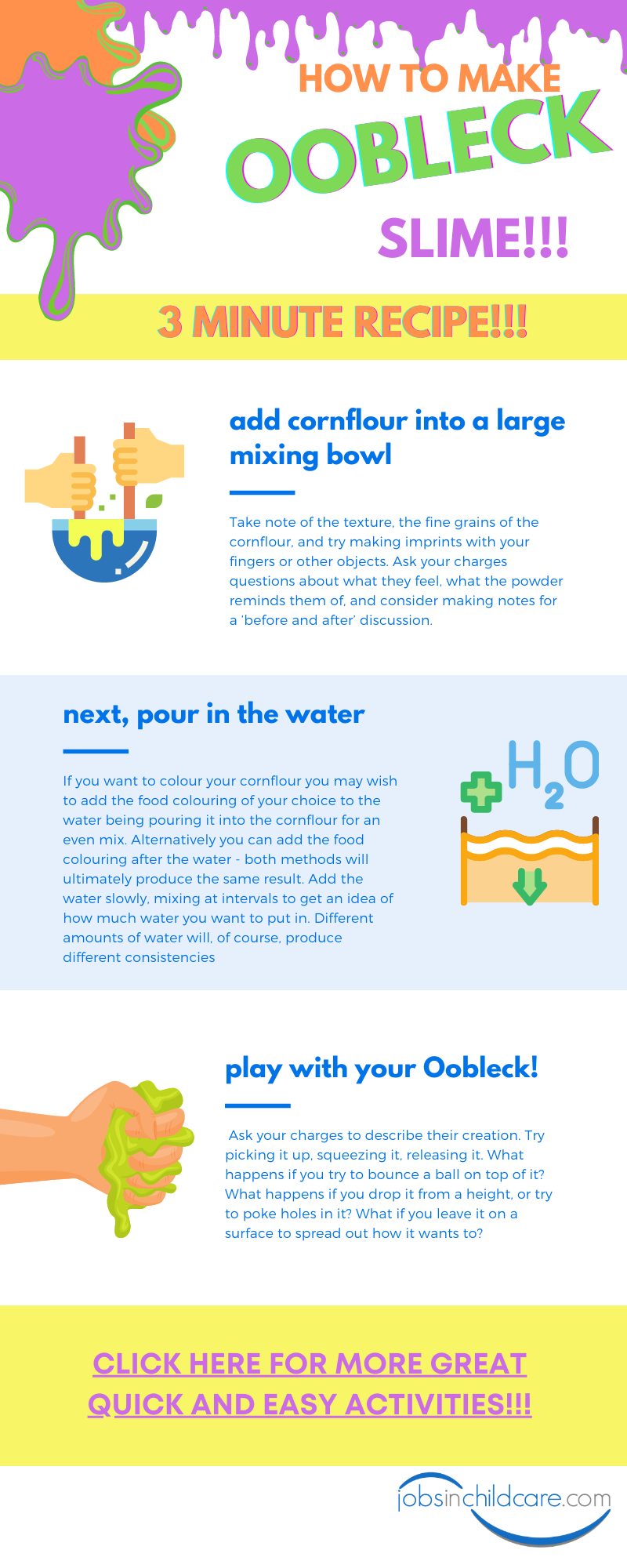 How to Make Oobleck/ Cornflour Slime! | Jobs in Childcare